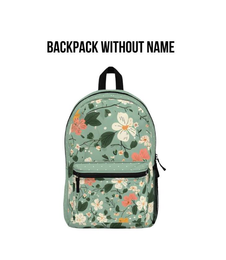 School Backpack for Girls, Personalized School Backpack, Green Floral ...