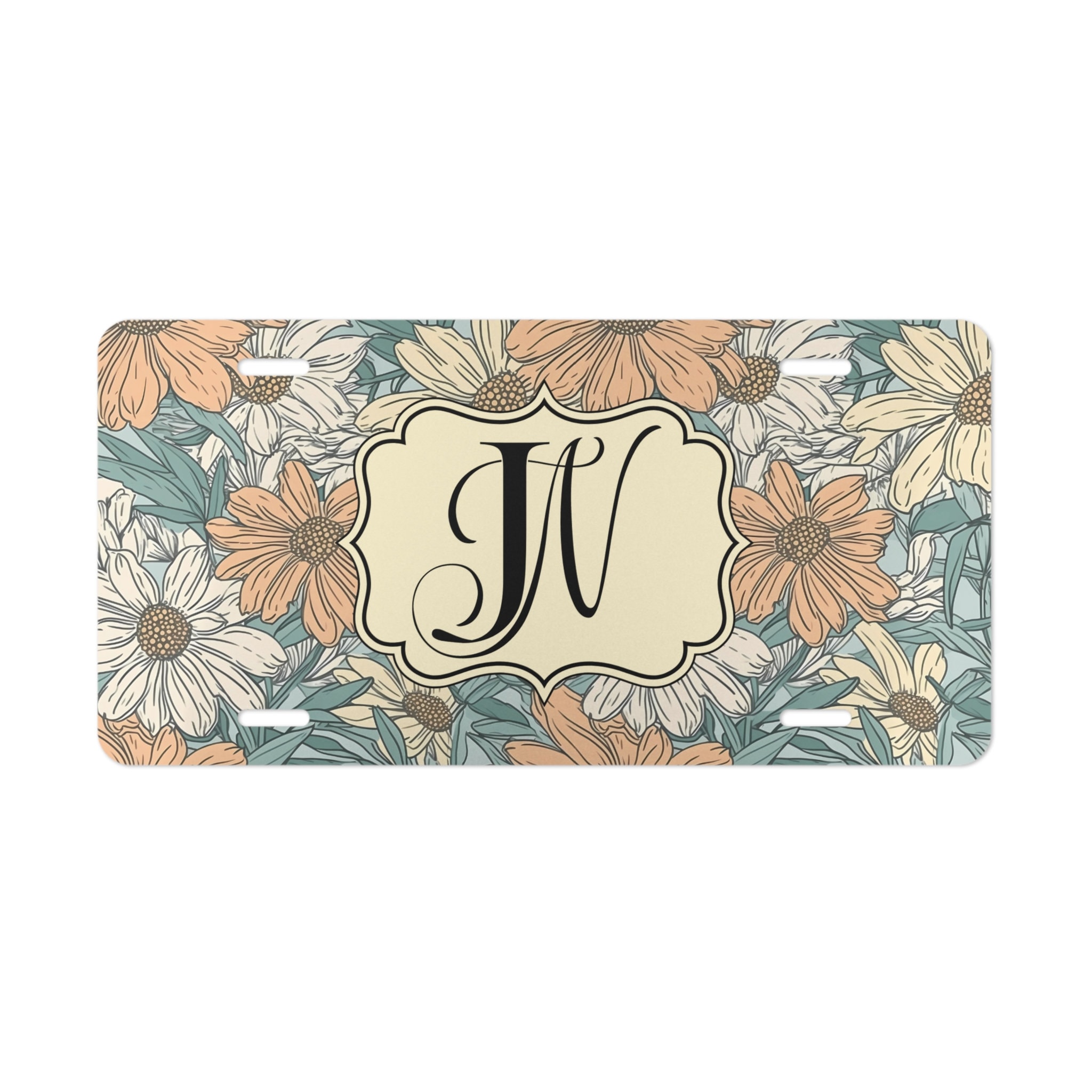 Floral Front License Plate, Floral Car Tag, Vanity Plate, Personalized ...