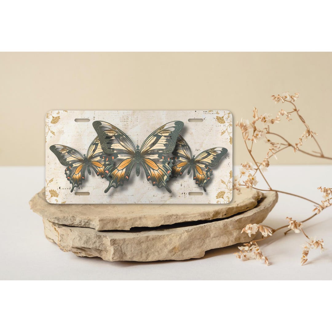Butterfly Front License Plate Vintage Car Tag Decorative Vanity Plate ...