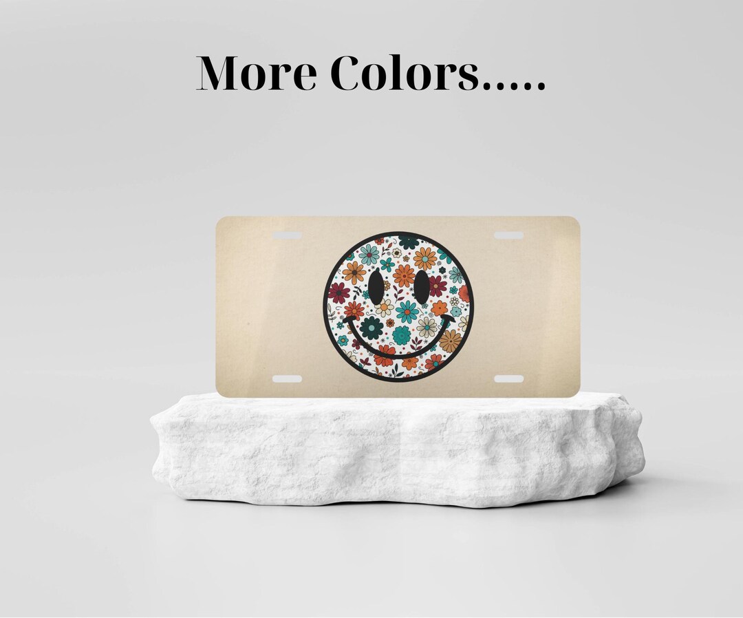 Cute License Plate, Smile Face Front License Plate, Boho Car Tag, Retro ...