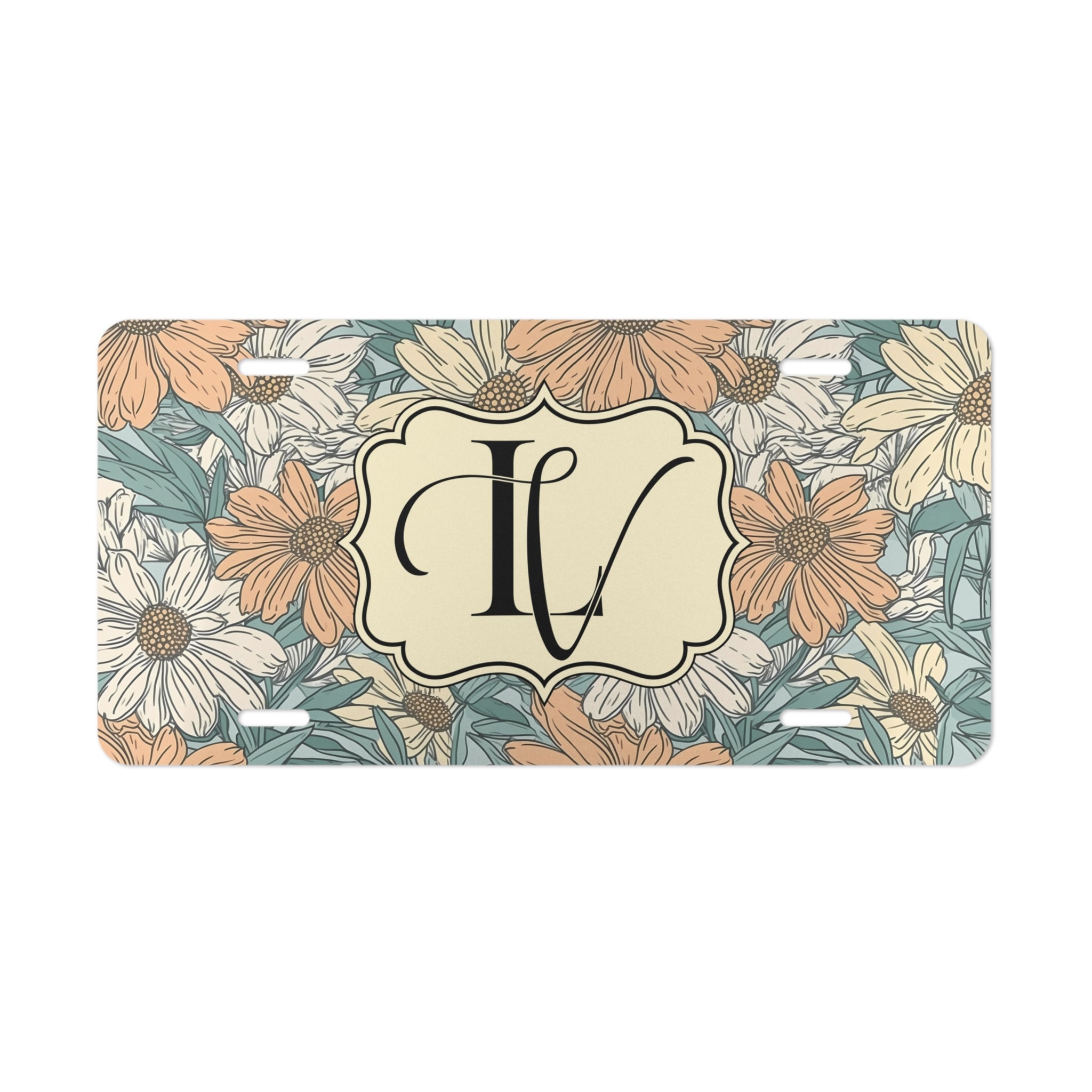 Floral Front License Plate, Floral Car Tag, Vanity Plate, Personalized ...