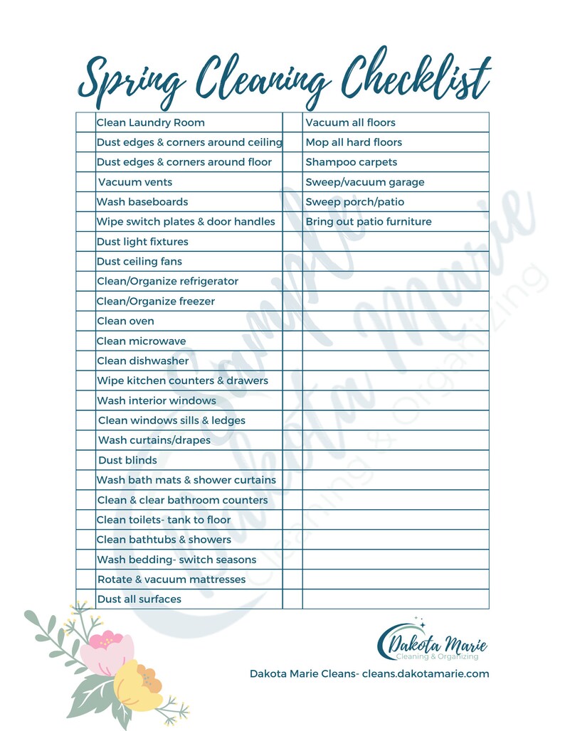 Spring Cleaning Checklist - Etsy