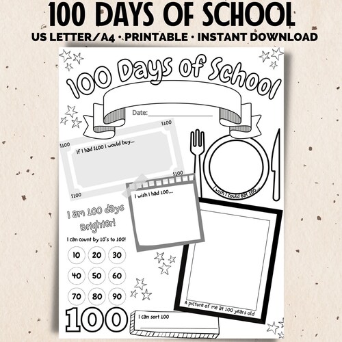 100 Days of School Activity Handprint Art for Kids 100th Day - Etsy