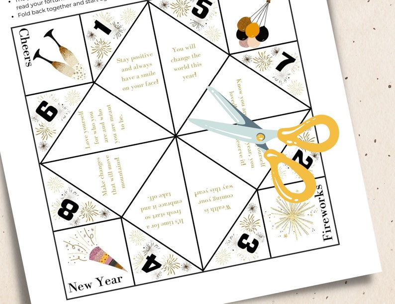 New Year's Motivational Cootie Catcher New Years Eve Games Printable ...