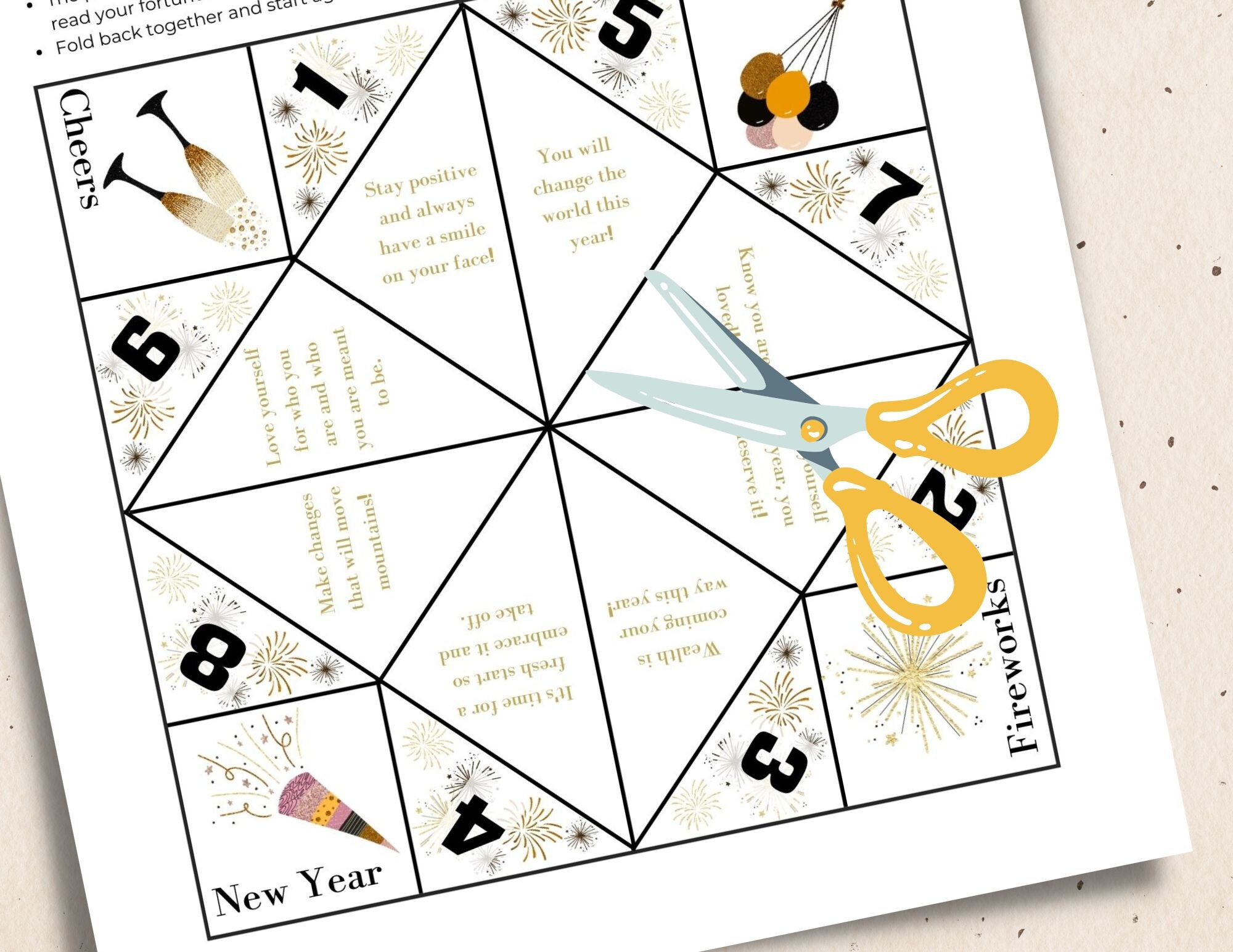 New Year's Motivational Cootie Catcher New Years Eve Games Printable ...