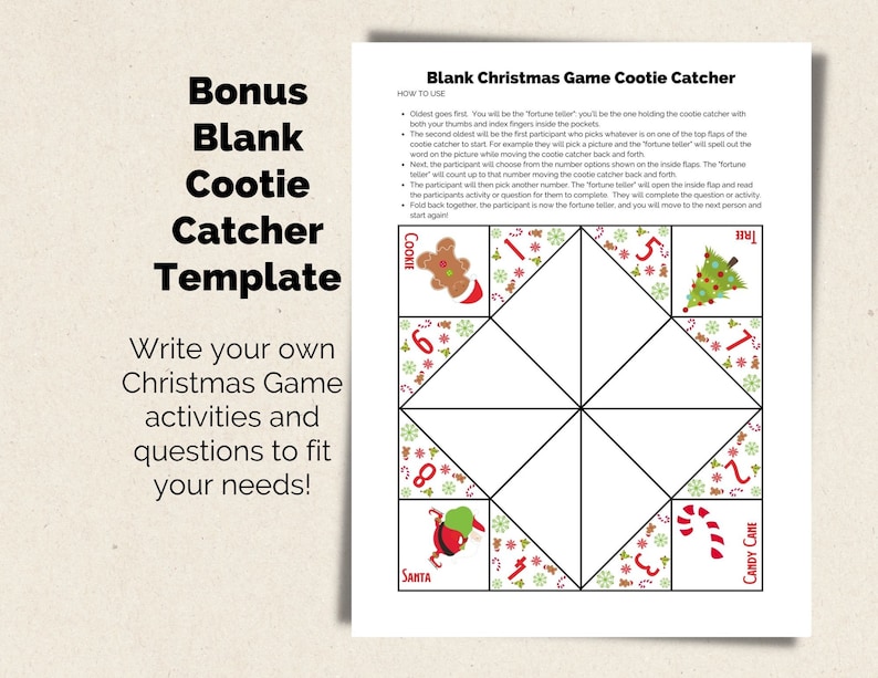 Christmas Cootie Catcher Game - Christmas Fortune Teller - Printable ...
