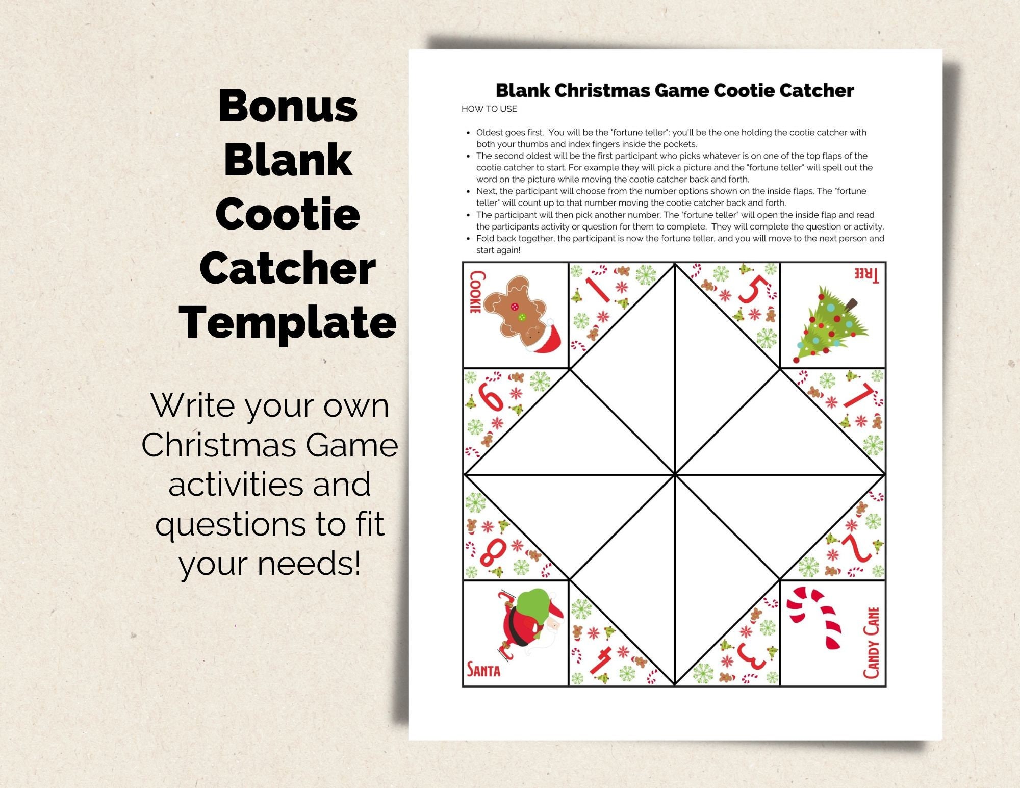 Christmas Cootie Catcher Game - Christmas Fortune Teller - Printable ...