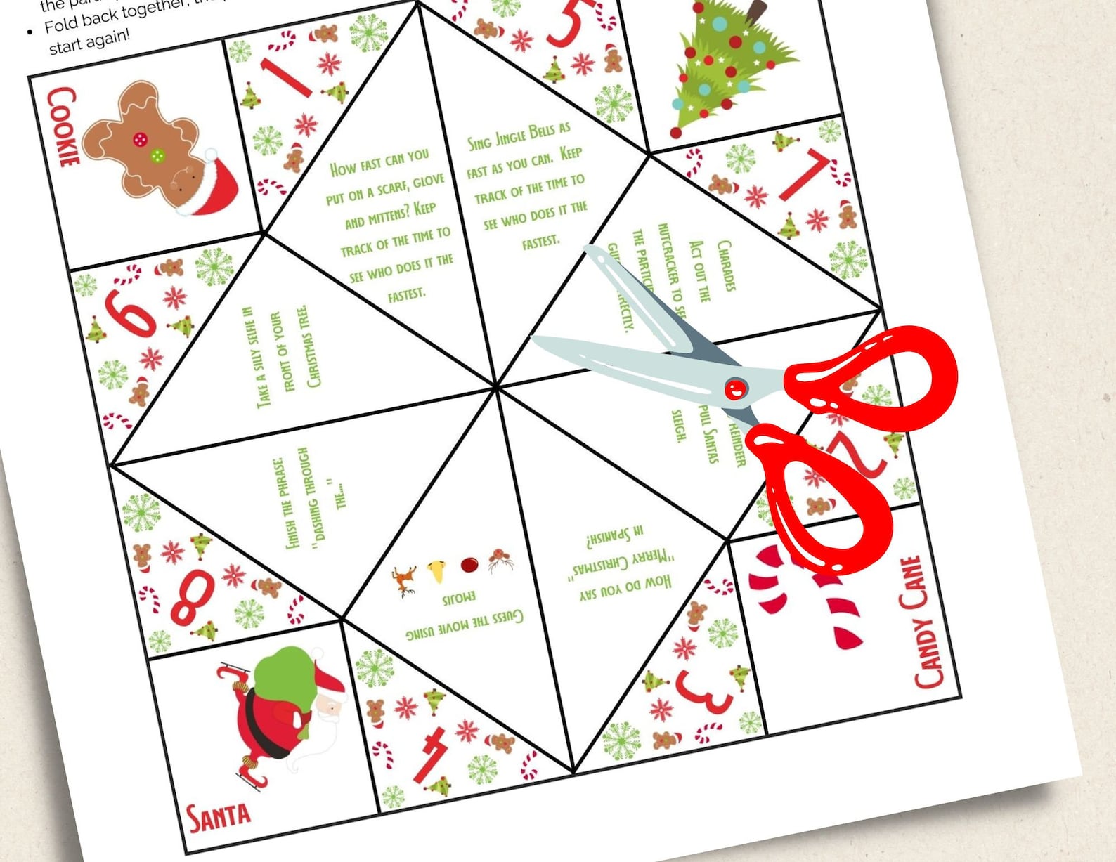 Christmas Cootie Catcher Game - Christmas Fortune Teller - Printable ...
