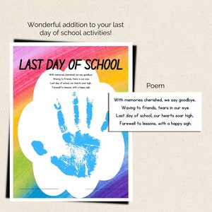 First Day of School Handprint Craft Activity - Last Day of School ...