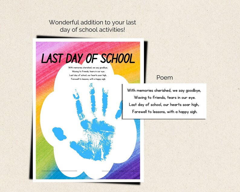 First Day of School Handprint Craft Activity - Last Day of School ...