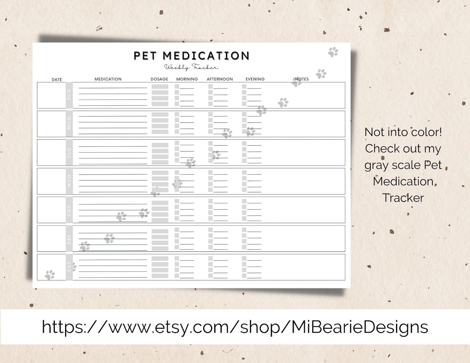 Weekly Pet Medication Tracker: Fillable Printable Chart (PDF) - Etsy