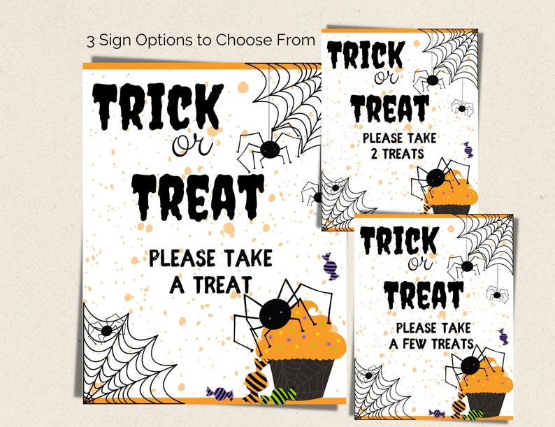 Halloween Candy Bowl Sign, Printable Trick or Treat Sign, Please Take a ...