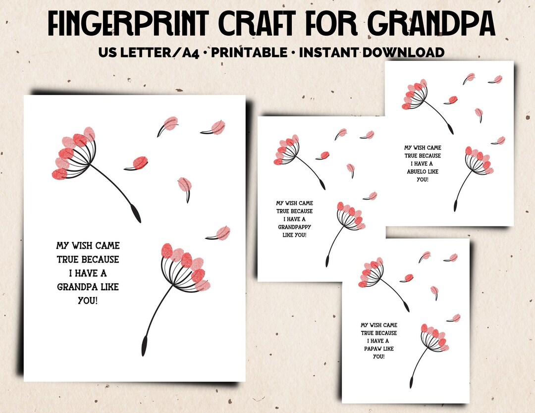 Grandparent's Day Printable Fingerprint Craft Grandpa - Etsy