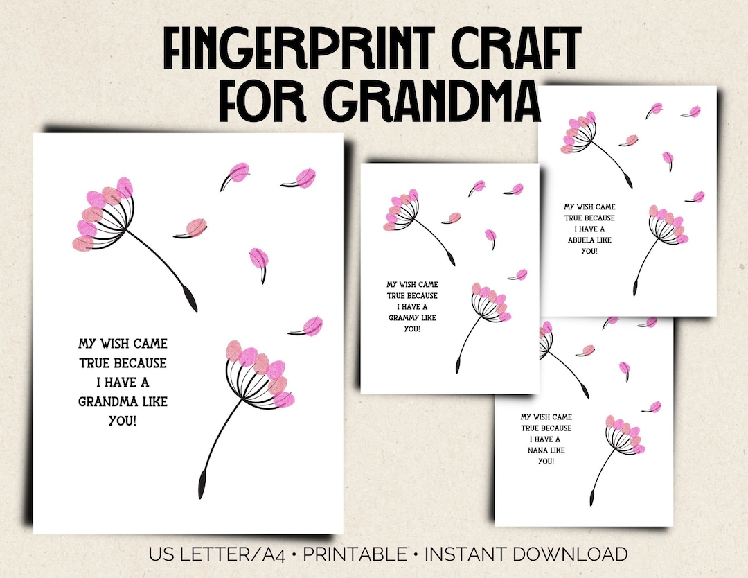 Grandparent's Day Printable Fingerprint Craft - Grandma Fingerprint ...