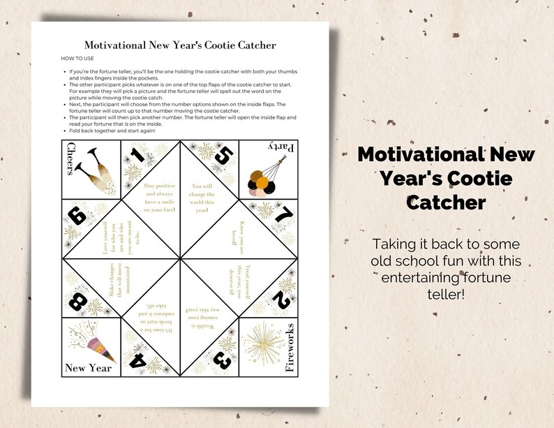 New Year's Motivational Cootie Catcher New Years Eve Games Printable ...