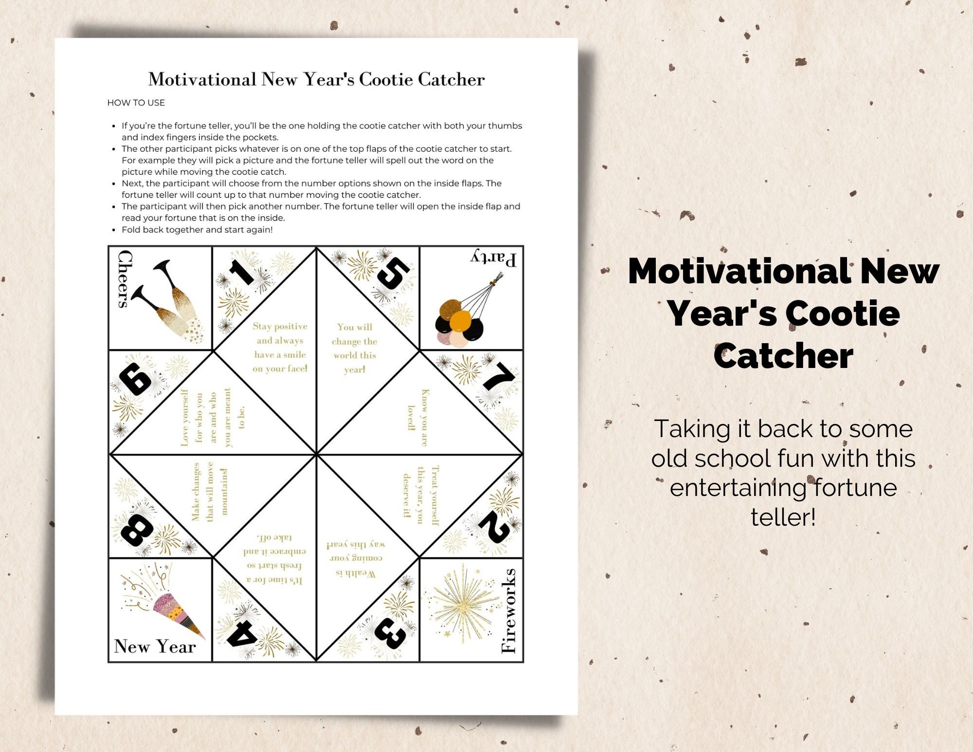 New Year's Motivational Cootie Catcher New Years Eve Games Printable ...