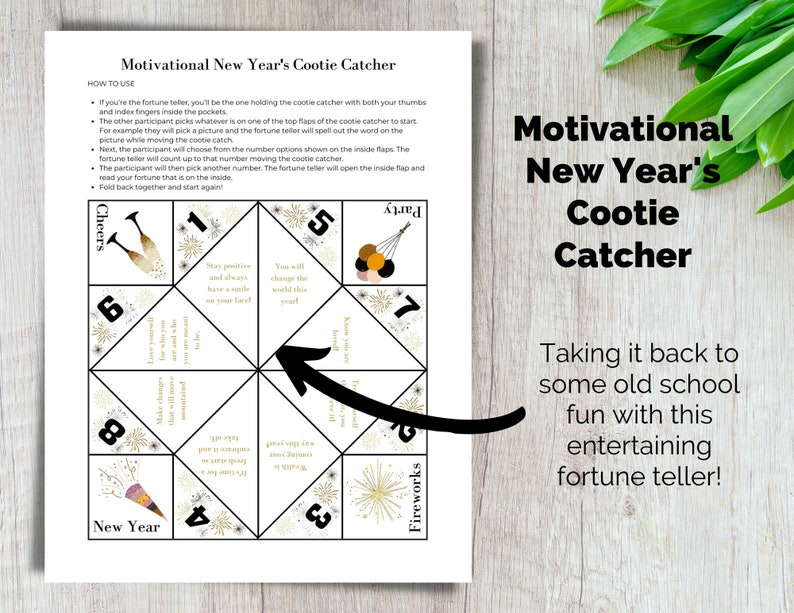 New Year's Motivational Cootie Catcher New Years Eve - Etsy