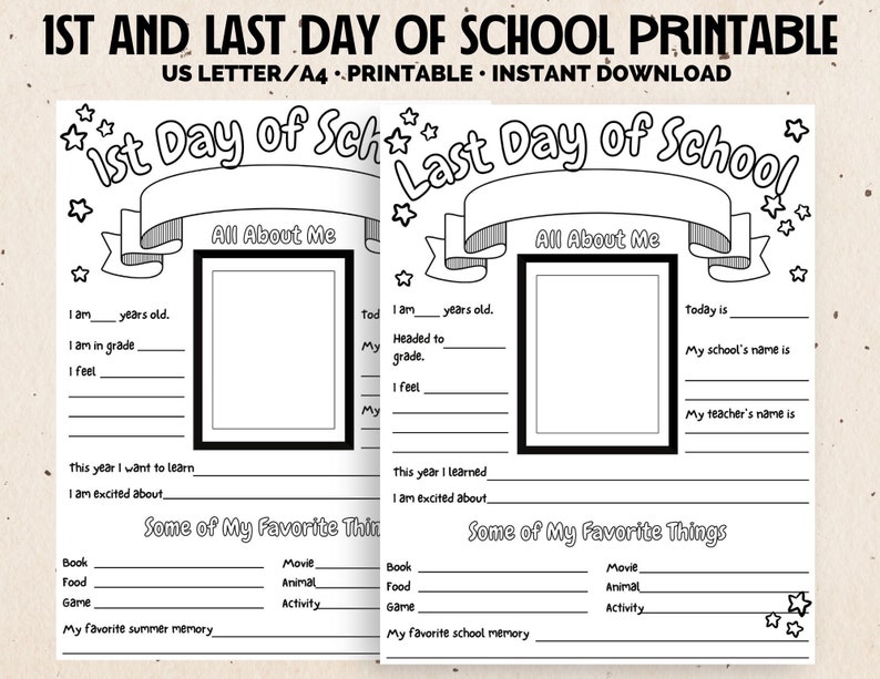 First and Last Day of School Printable All About Me - Etsy