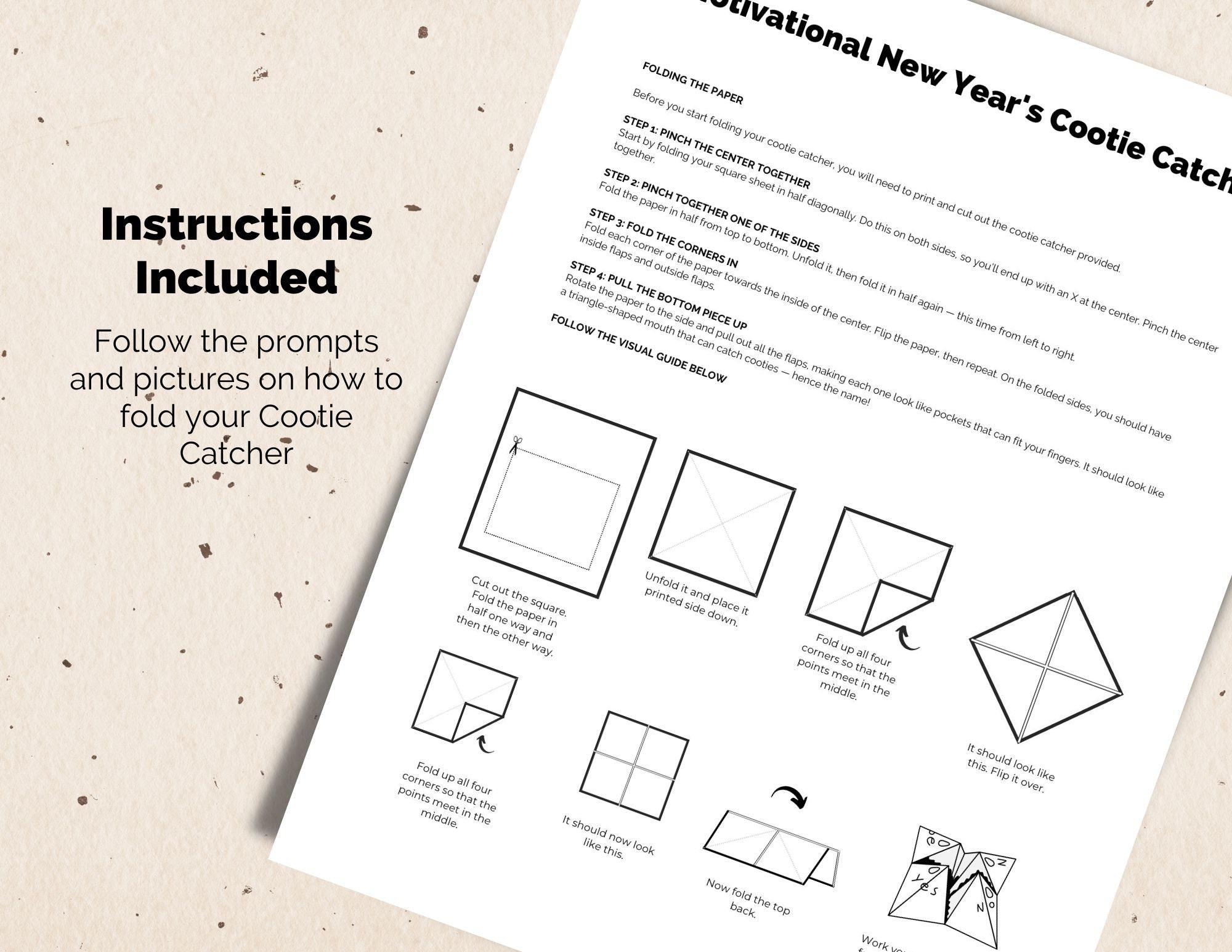 New Year's Motivational Cootie Catcher New Years Eve Games Printable ...