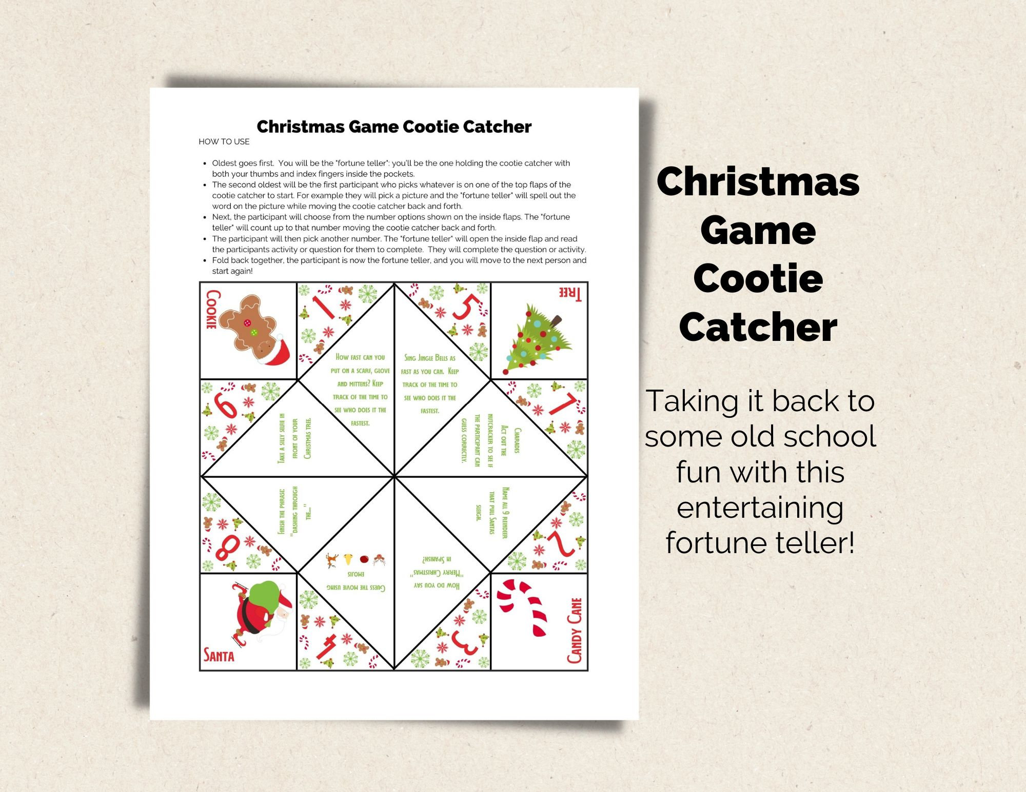 Christmas Cootie Catcher Game - Christmas Fortune Teller - Printable ...