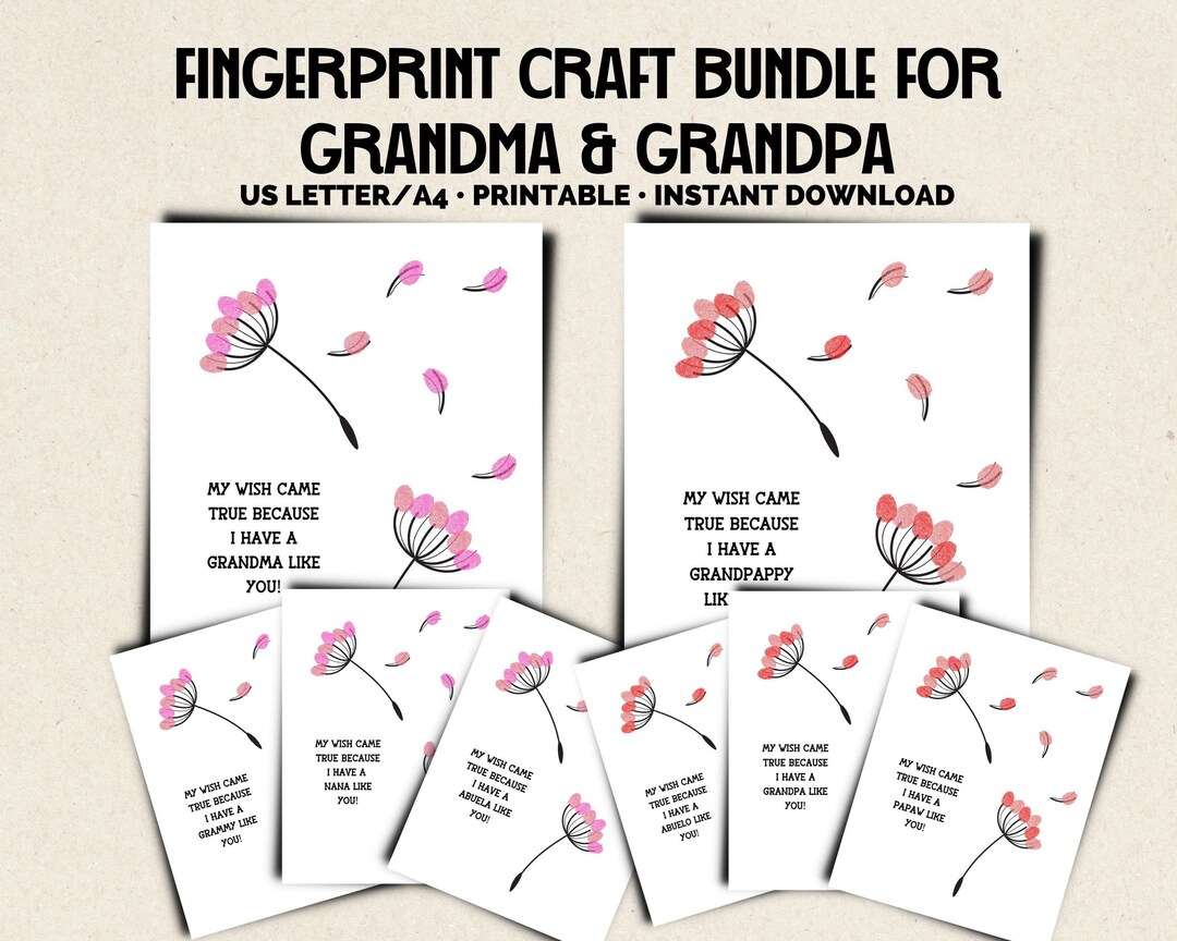 Grandparent's Day Printable Fingerprint Craft - Grandpa and Grandma ...