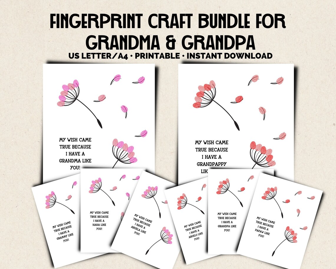 Grandparent's Day Printable Fingerprint Craft - Grandpa and Grandma ...