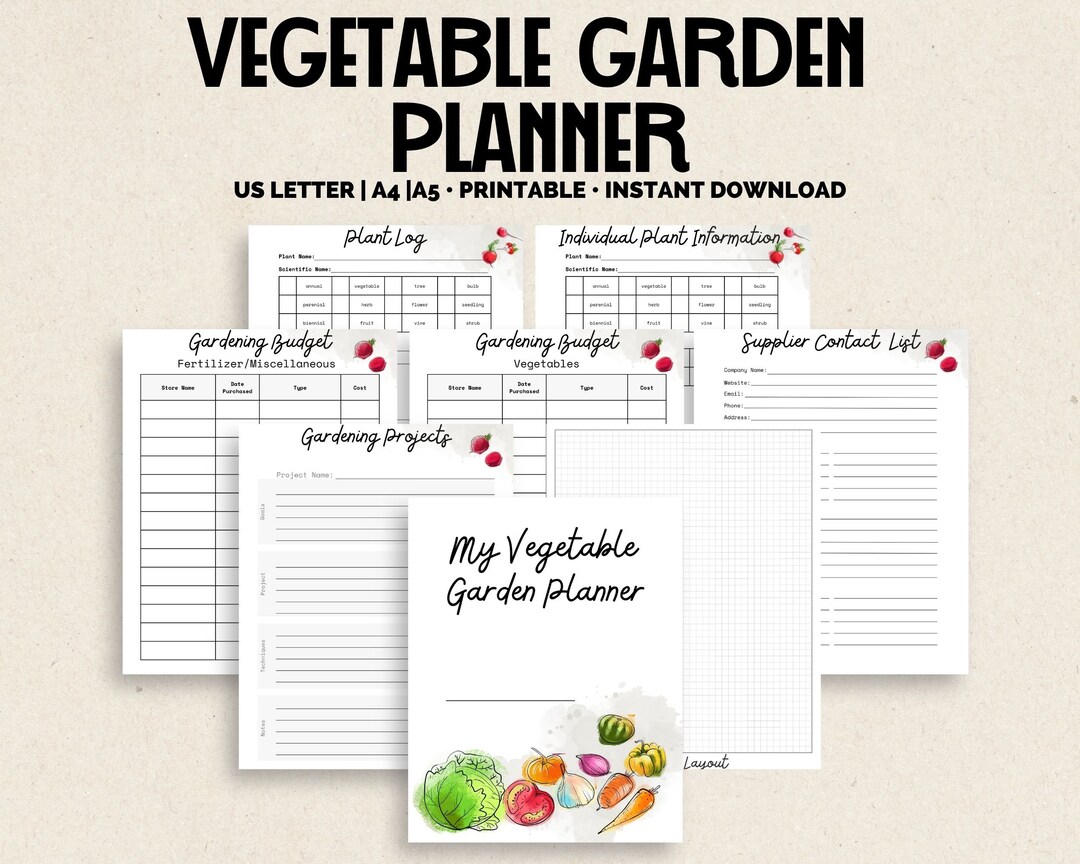 Vegetable Garden Planner and Journal - Gardening Planner Printable ...