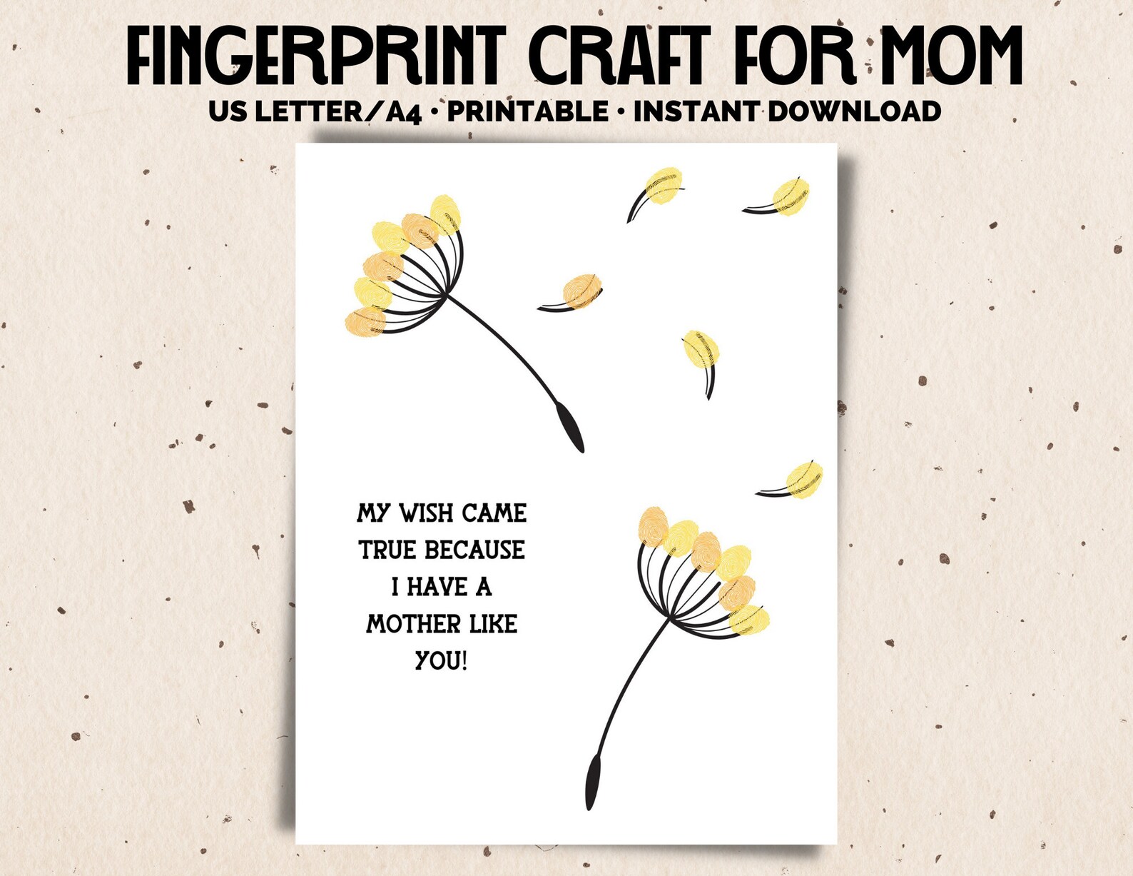 Mother's Day Fingerprint Craft Dandelion Wall Art Fingerprint Art DIY ...