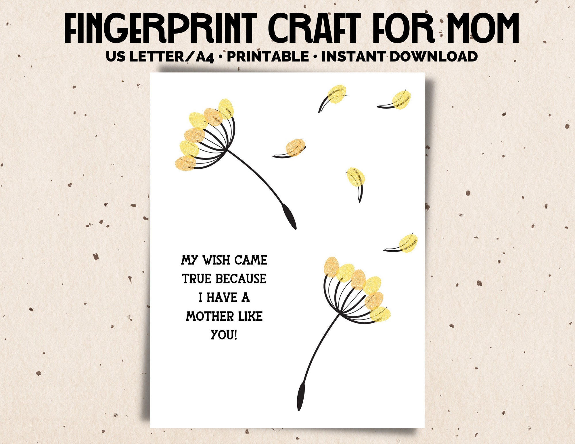 Mother's Day Fingerprint Craft Dandelion Wall Art Fingerprint Art DIY ...