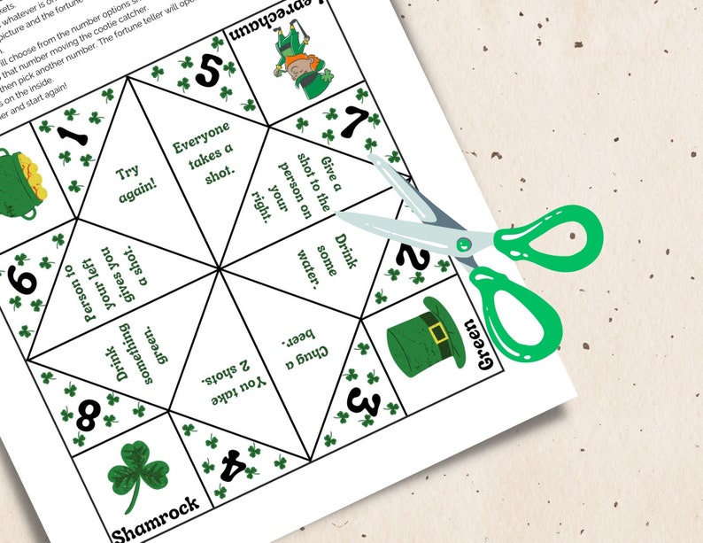 St. Patrick's Day Drinking Games Cootie Catcher - Printable Adult ...