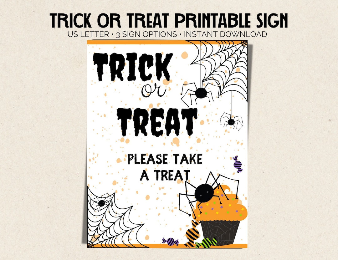 Halloween Candy Bowl Sign, Printable Trick or Treat Sign, Please Take a ...