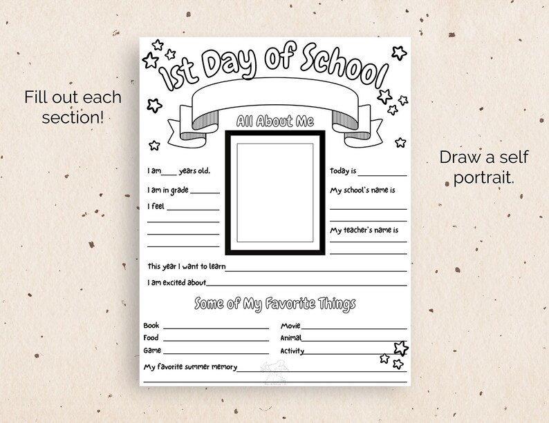 First and Last Day of School Printable All About Me - Etsy