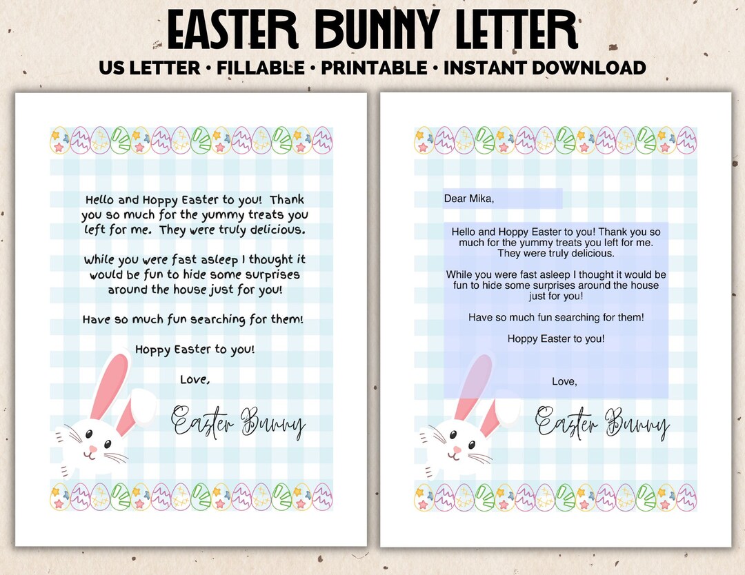 Letter From Easter Bunny, Easter Bunny Letter, Instant Download, Kids ...