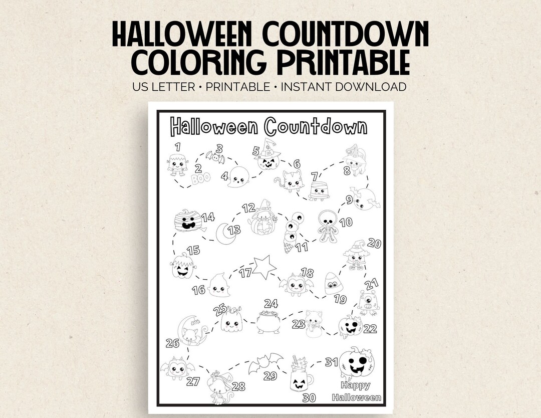 Halloween Countdown, Halloween Coloring Countdown Printable for Kids ...