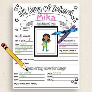 First and Last Day of School Printable - All About Me Printable - Get ...