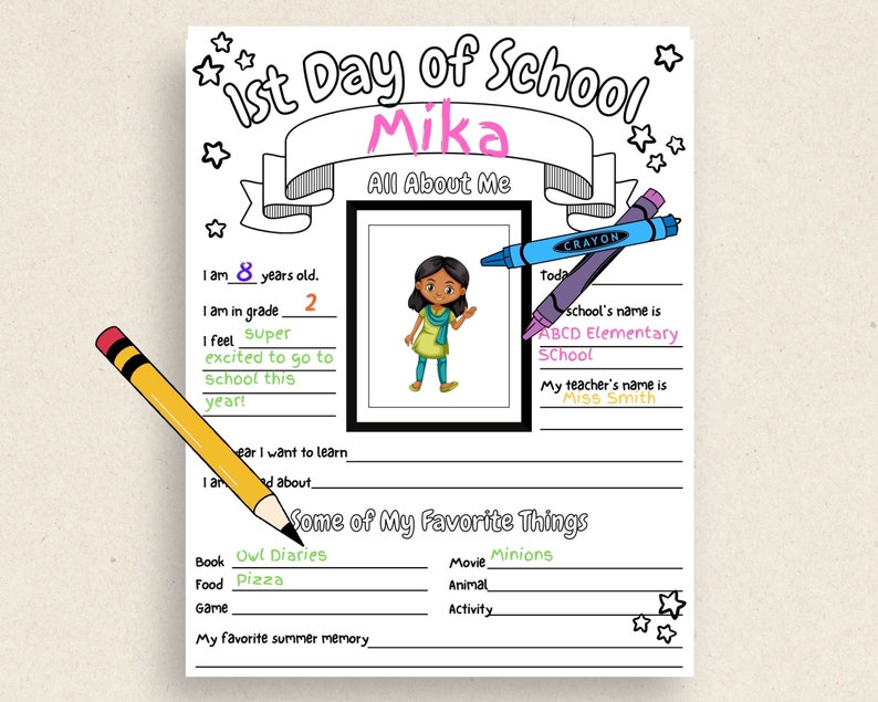 First and Last Day of School Printable - All About Me Printable - Get ...