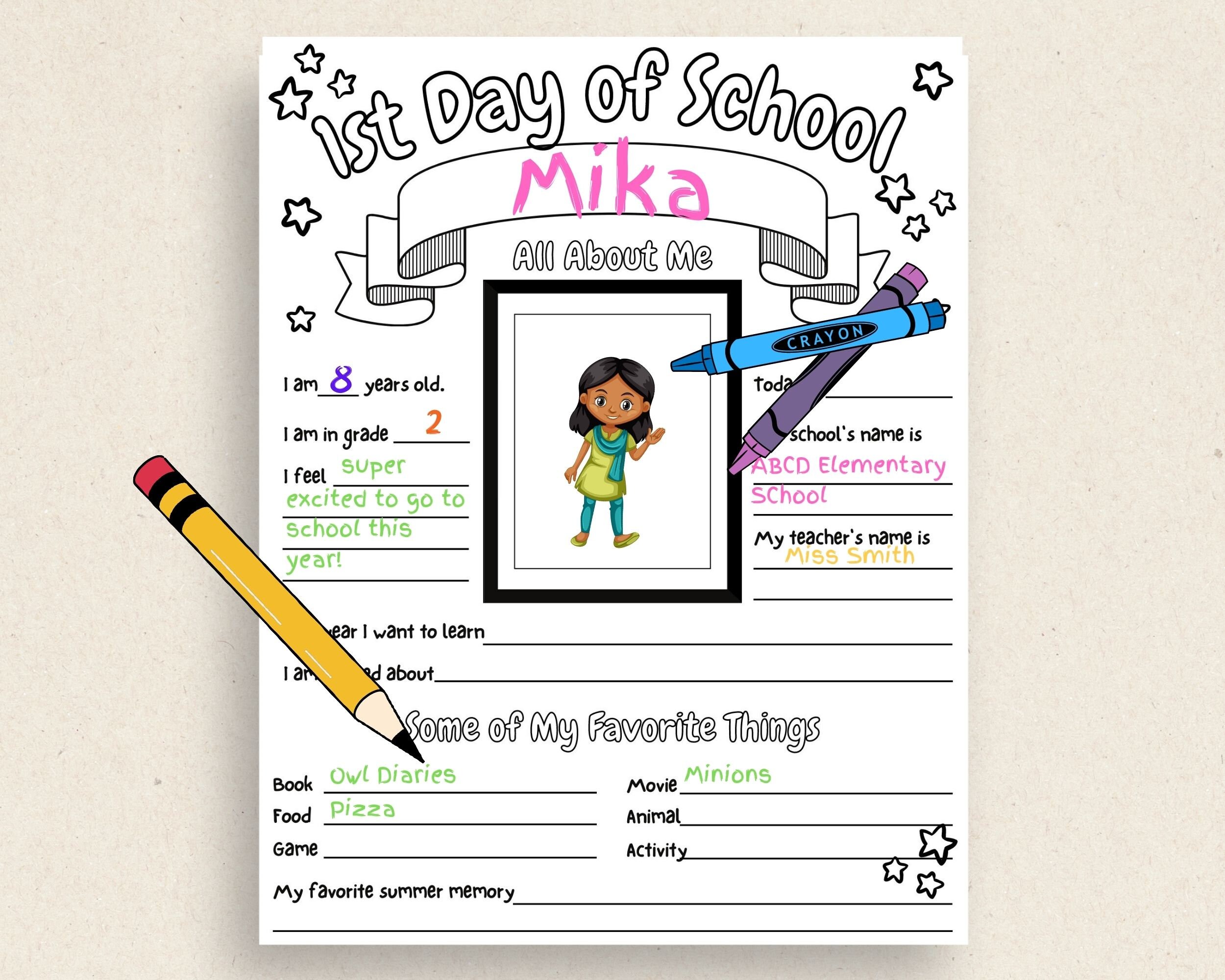 First and Last Day of School Printable - All About Me Printable - Get ...