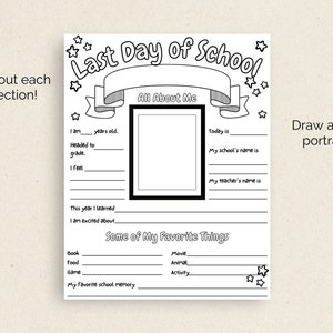 First and Last Day of School Printable - All About Me Printable - Get ...
