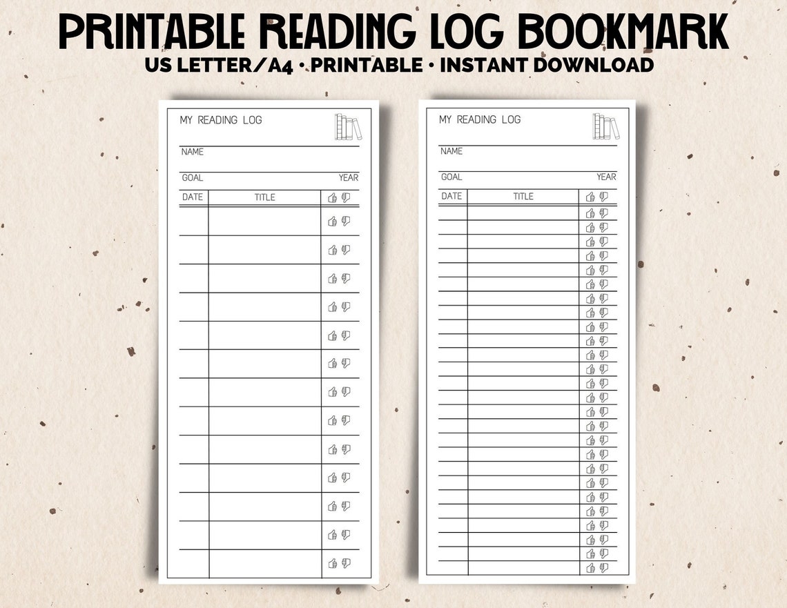 Printable Bookmark Log Reading Log Summer Reading Log Printable Tracker ...