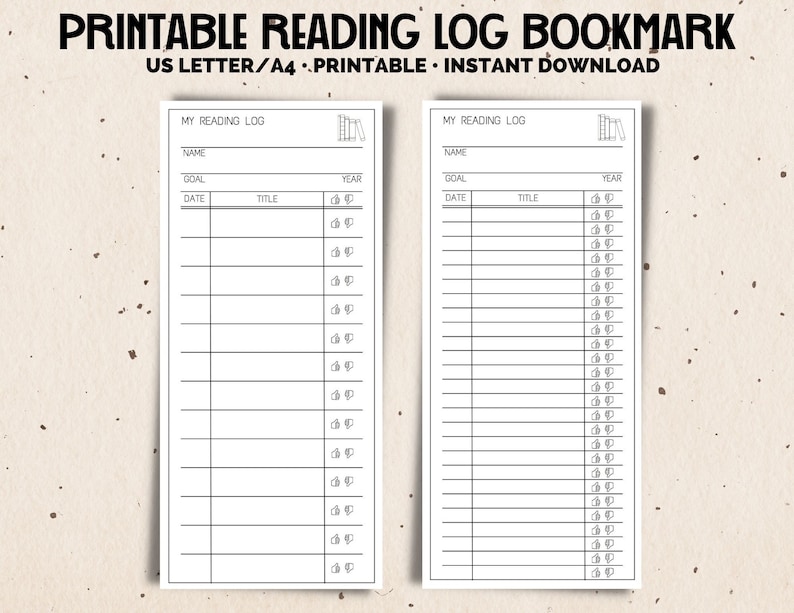 Printable Bookmark Log - Reading Log - Summer Reading Log Printable ...