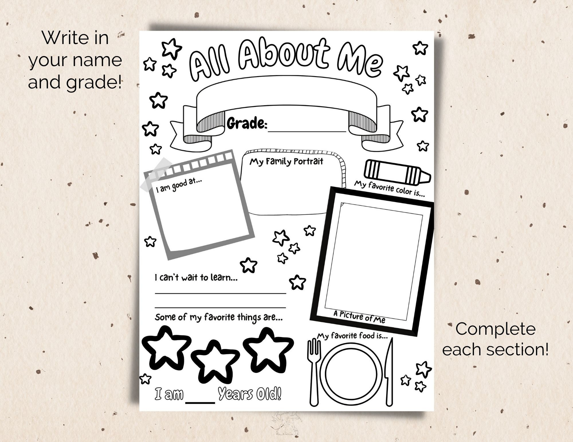 All About Me Student Poster: Get to Know You Coloring Page (PDF) - Etsy