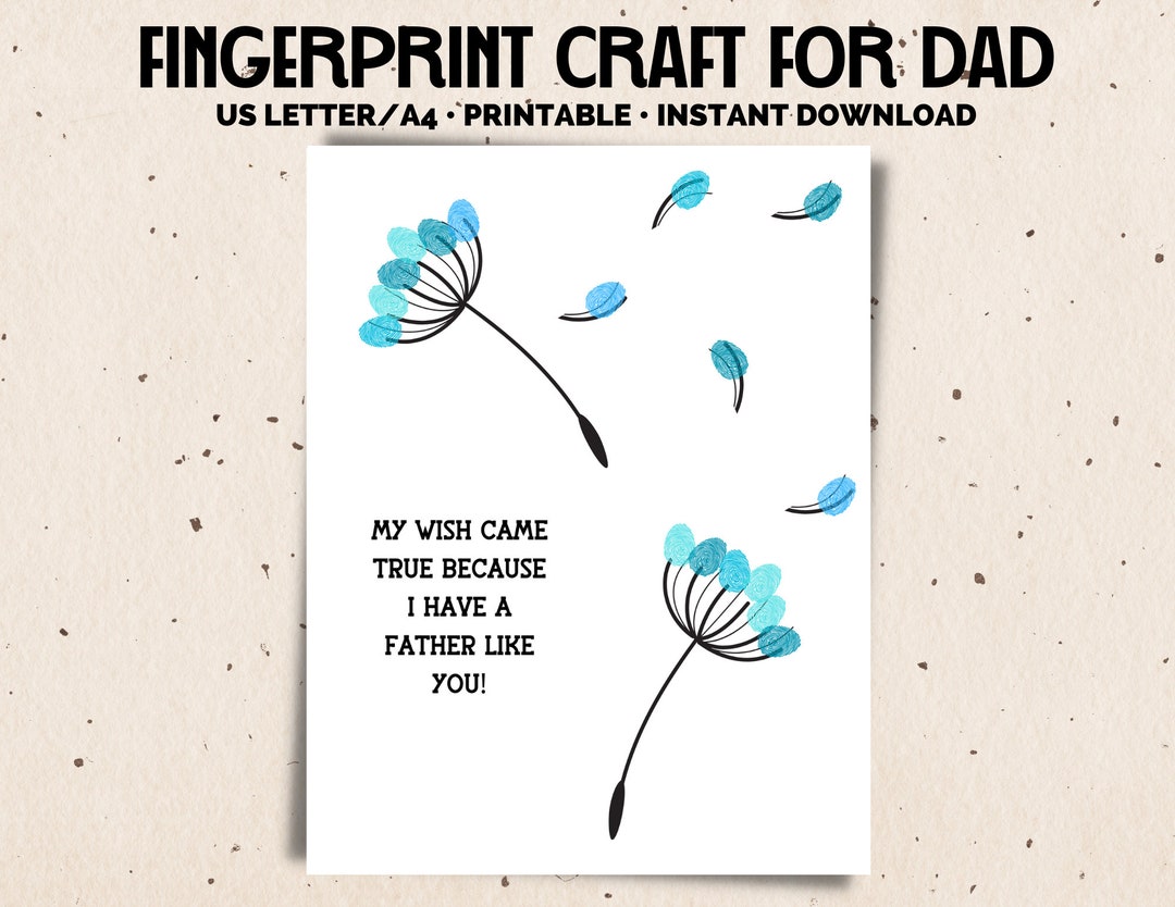 Father's Day Fingerprint Craft - Dandelion Wall Art - Fingerprint Art ...