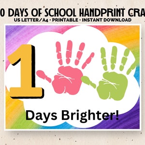 100 Days of School Handprint Craft: Homeschool Activity (PDF) - Etsy