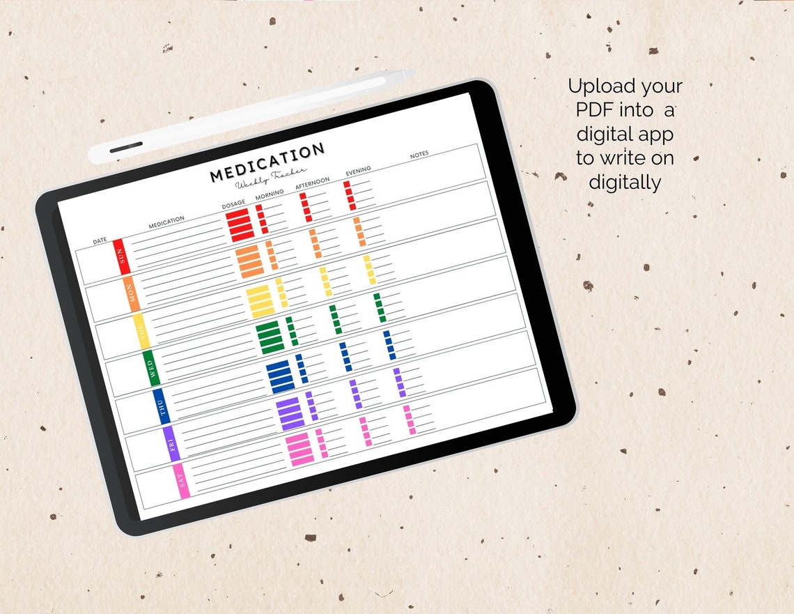 Medication Fillable Printable & Digital Tracker Chart Pages Daily ...