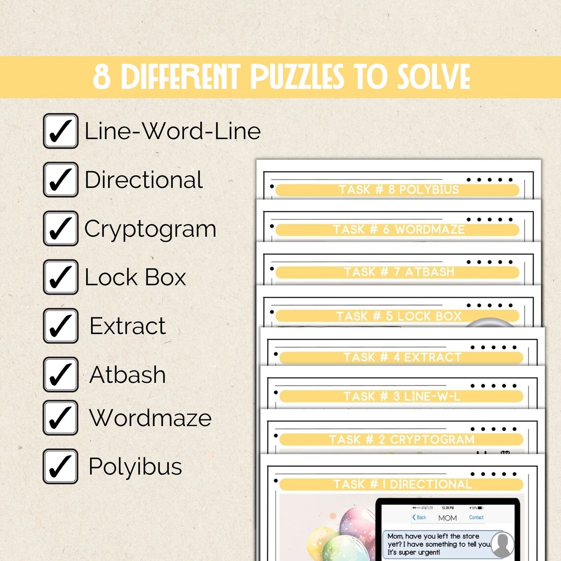 Birthday Quest Escape Room Code Kit, Printable Party Game, Puzzle Box ...