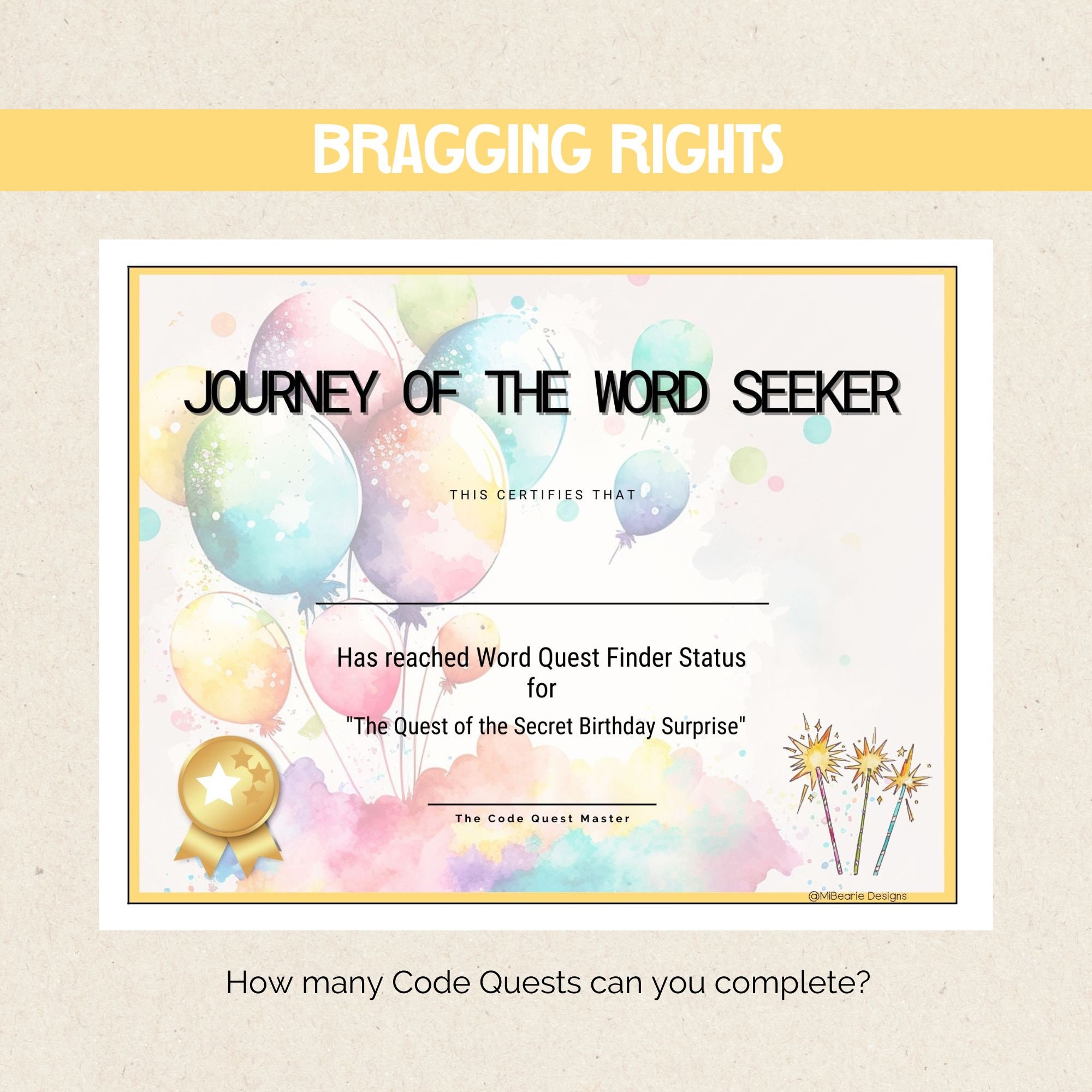 Birthday Quest Escape Room Code Kit, Printable Party Game, Puzzle Box ...