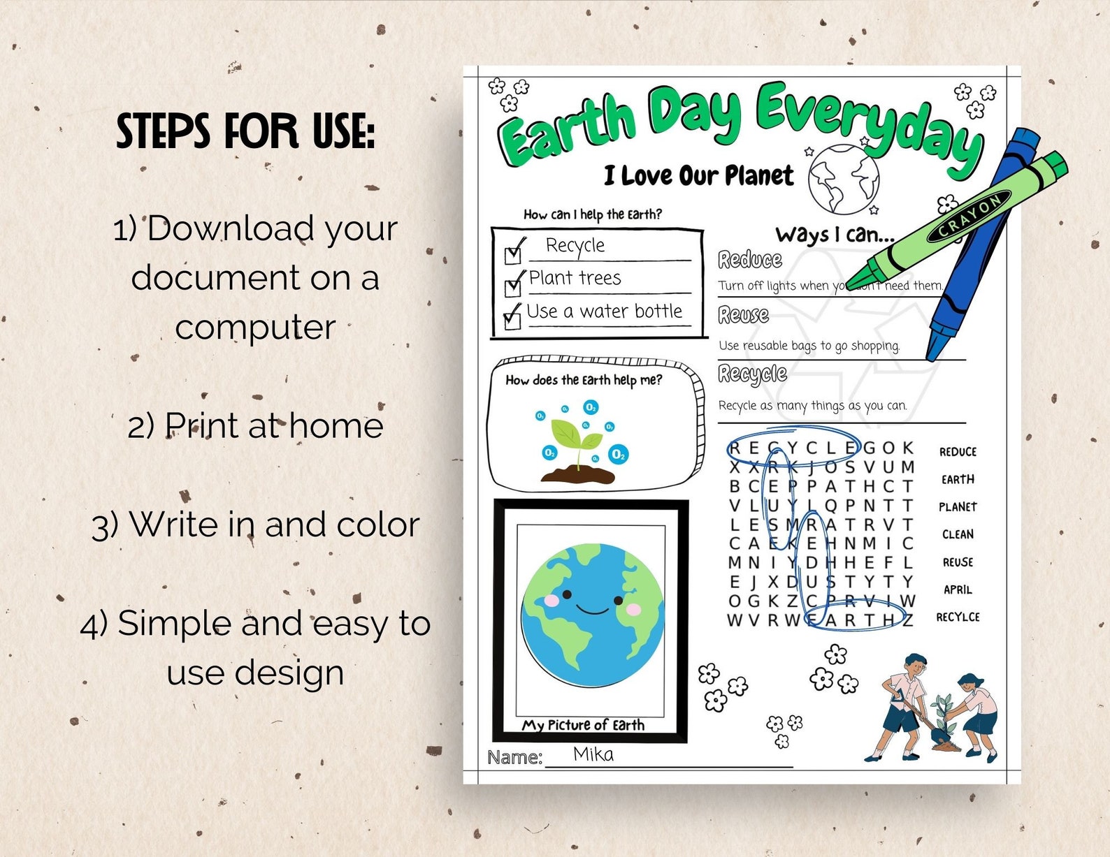 Earth Day Printable Activity Sheet - Earth Day Activities - Earth Day ...
