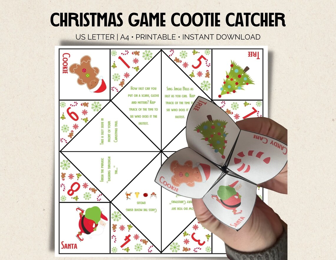 Christmas Cootie Catcher Game - Christmas Fortune Teller - Printable ...