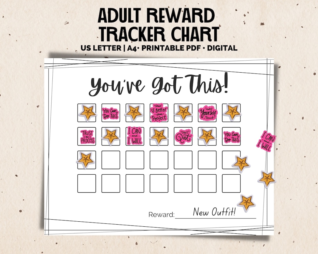 Adult Rewards Chart -4 Week Reward Chart - Sticker Chart - Routine ...