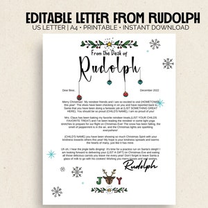 Letter From Rudolph - From the Desk of - Editable DIY Letter From ...
